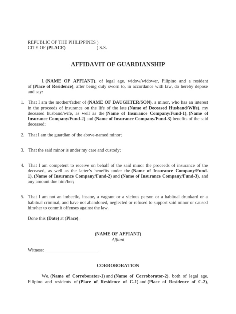 Affidavit of Guardianship | PDF