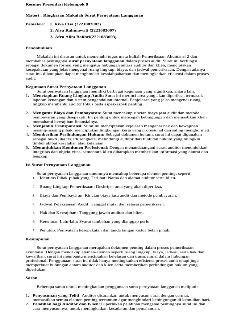 Resume Presentasi Kelompok 8 | PDF