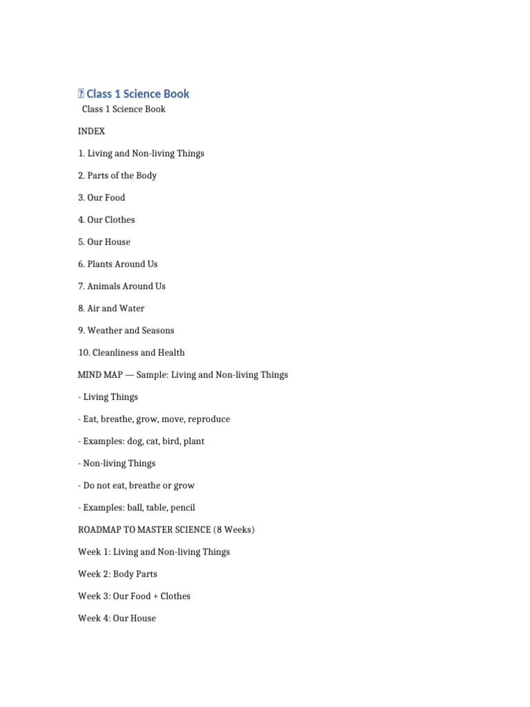 Class1 Science Book | PDF