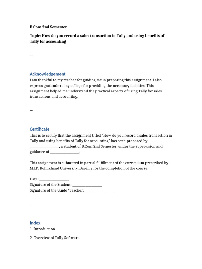 Tally Assignment File Start | PDF