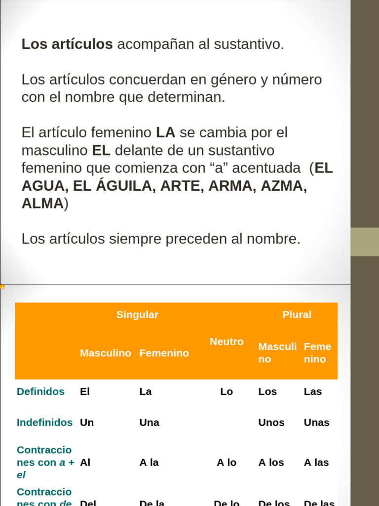 1 - Artículos y Preposiciones | PDF | Género gramatical | Gramática