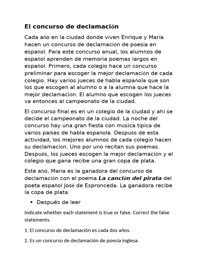 Concurso de Declamación Anual | PDF