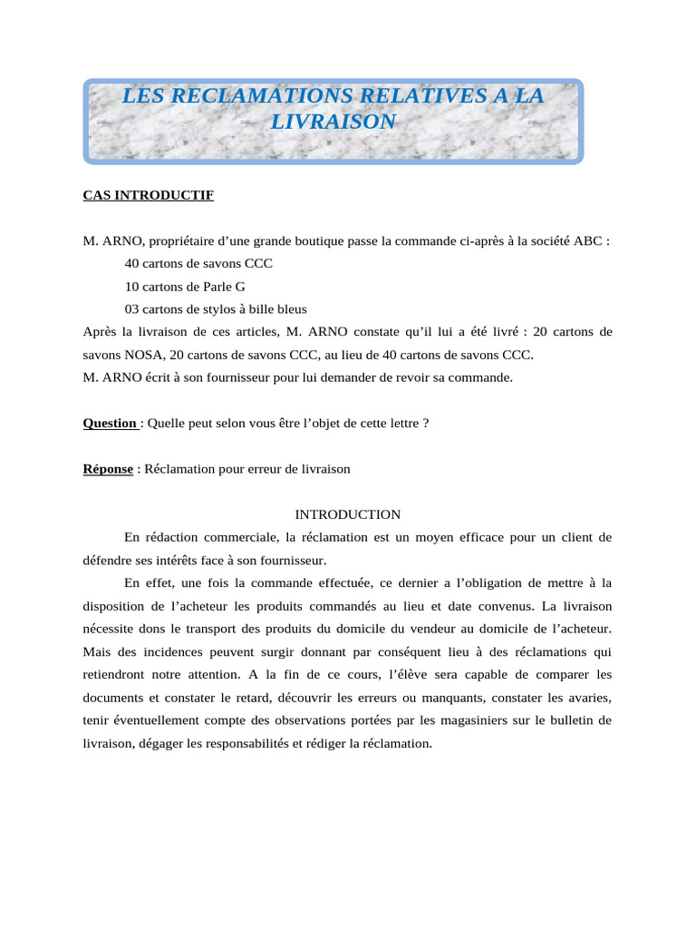 Les Reclamations Relatives | PDF | Facture | Électronique