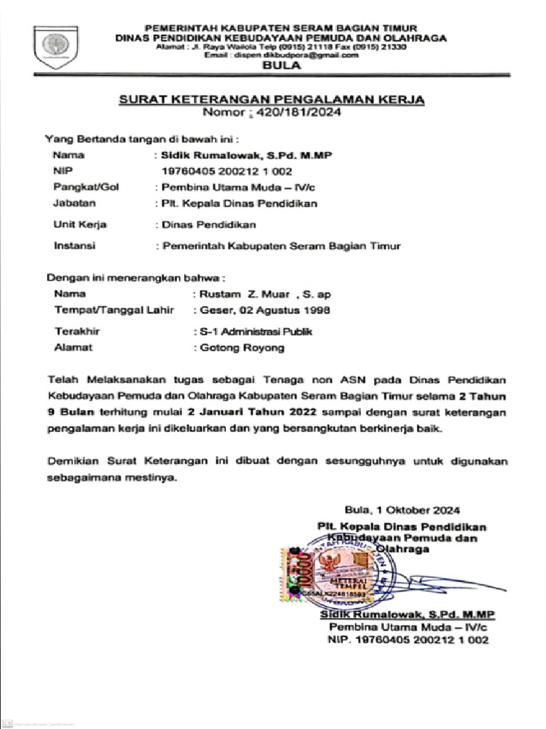 Pengalaman Kerja fian | PDF