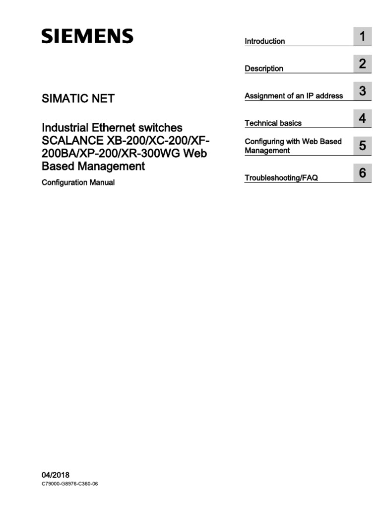 l2 Managed Switch XB - 206 3 PH - Scalance XB 200 XC 200 XF 200ba XP ...