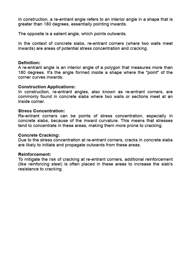 Re-Entrant Angle in Construction | PDF