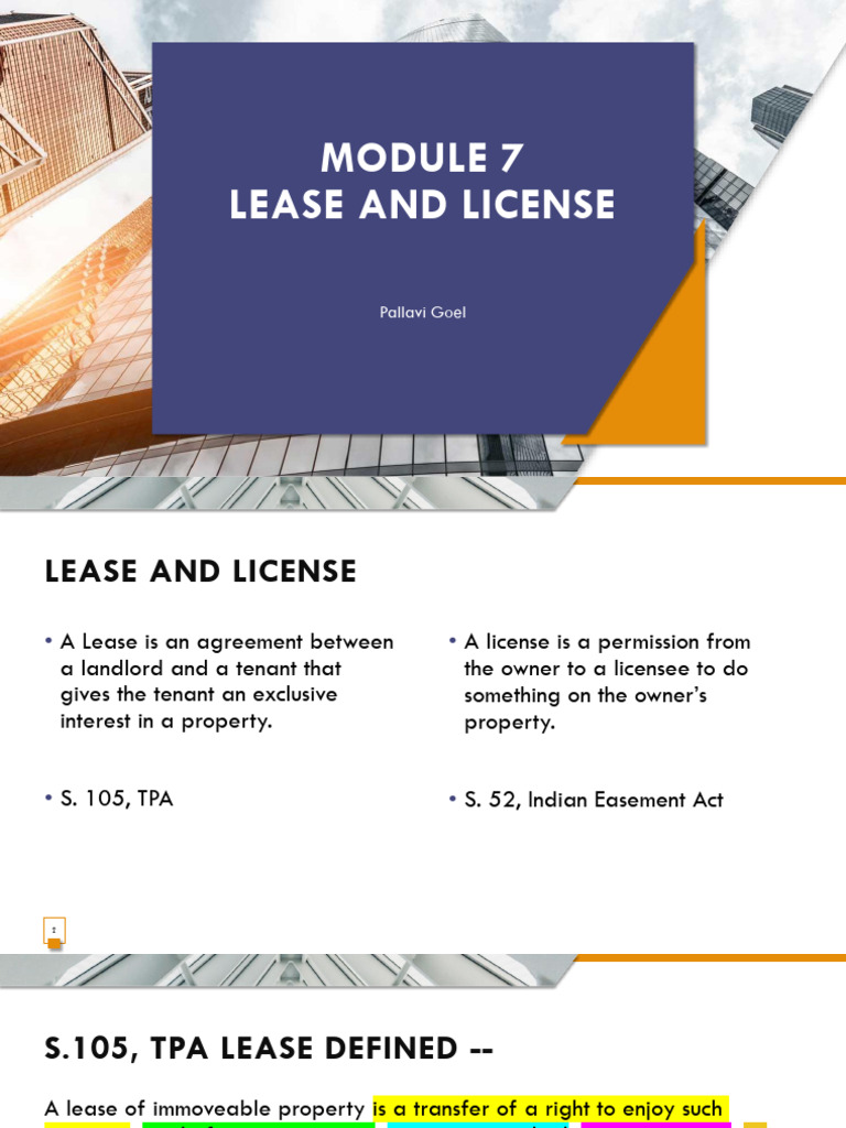 Main PPT - Lease and License | PDF | Lease | Leasehold Estate