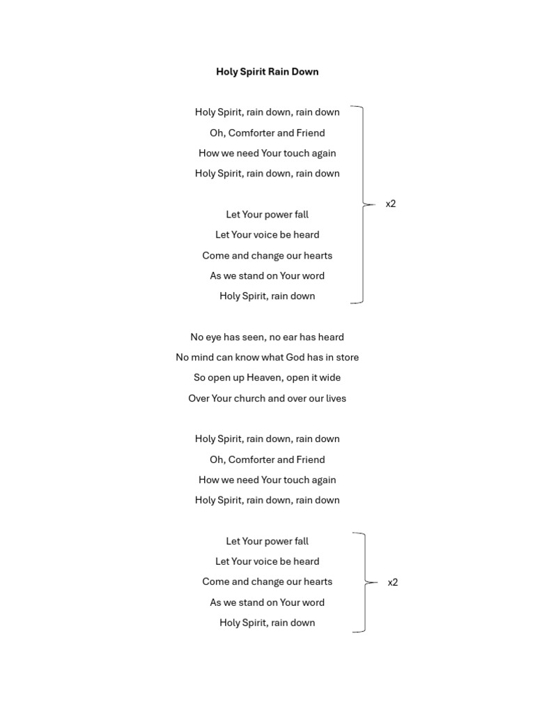 Holy Spirit Rain Down Lyrics | PDF