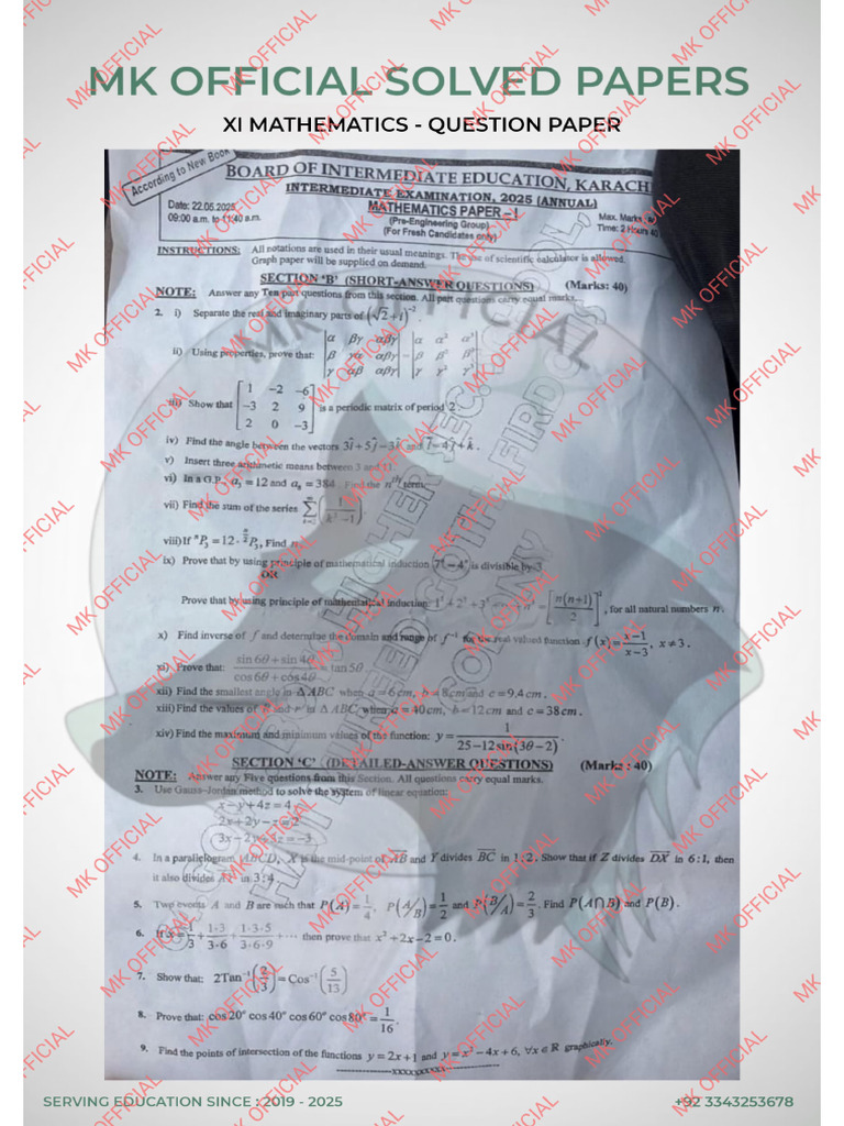 Xi Mathematics Complete Solved by MK Official | PDF