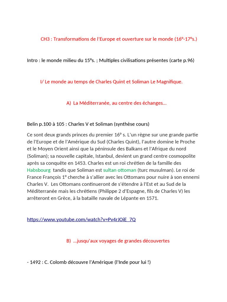 Transformations de l'Europe au 16e siècle | PDF