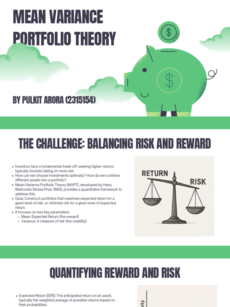 DSE PPT - Mean Variance Portfolio Theory | PDF | Modern Portfolio Theory | Financial Risk