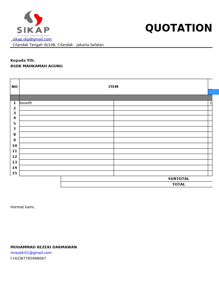 Master Quotation | PDF