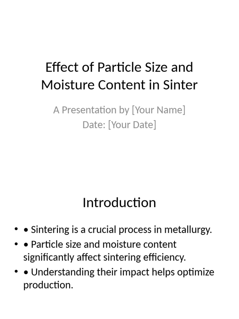 Effect of Particle Size and Moisture Content in Sinter | PDF