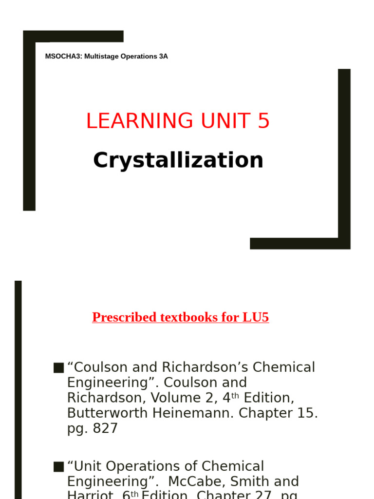 LU 5 crystallization_1 | PDF | Crystallization | Solubility