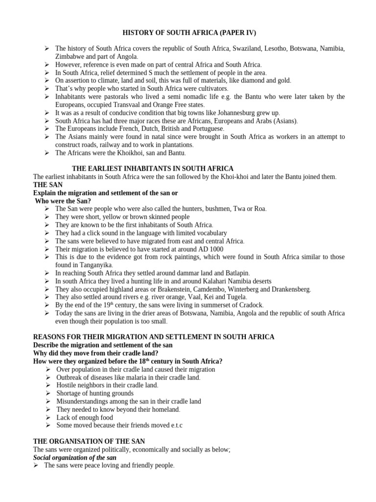 History of South Africa (Paper IV) | PDF | Africa | South Africa