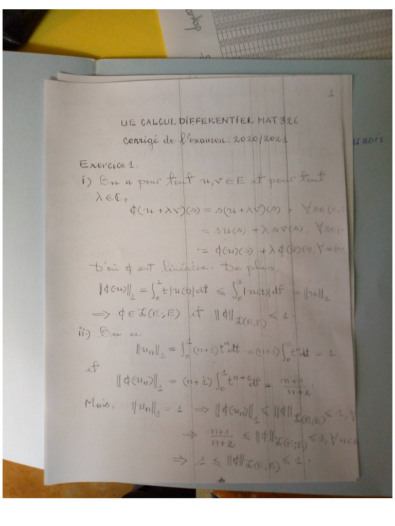 Corrigé de Calcul Différentiel 2021 | PDF