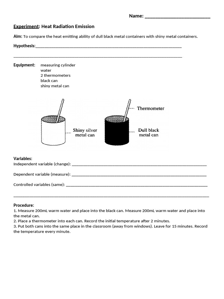 Heat Emission in Shiny vs Dull Containers | PDF | Experiment | Temperature