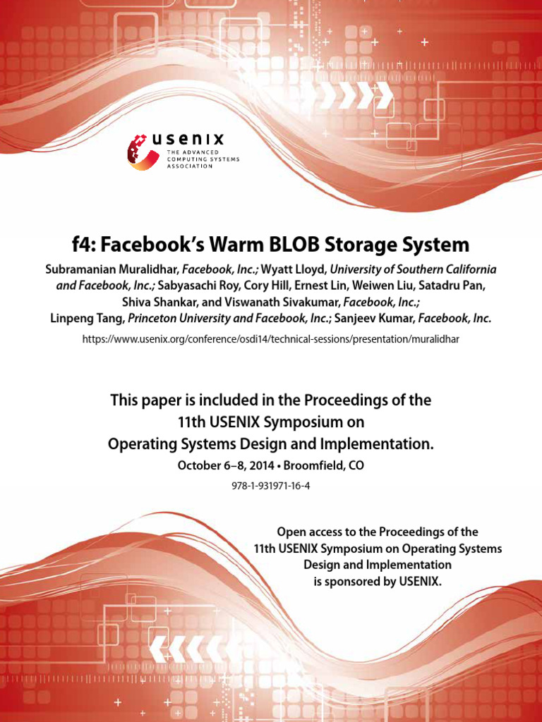 Osdi14 Paper Muralidhar | PDF | Computer Data Storage | Replication (Computing)