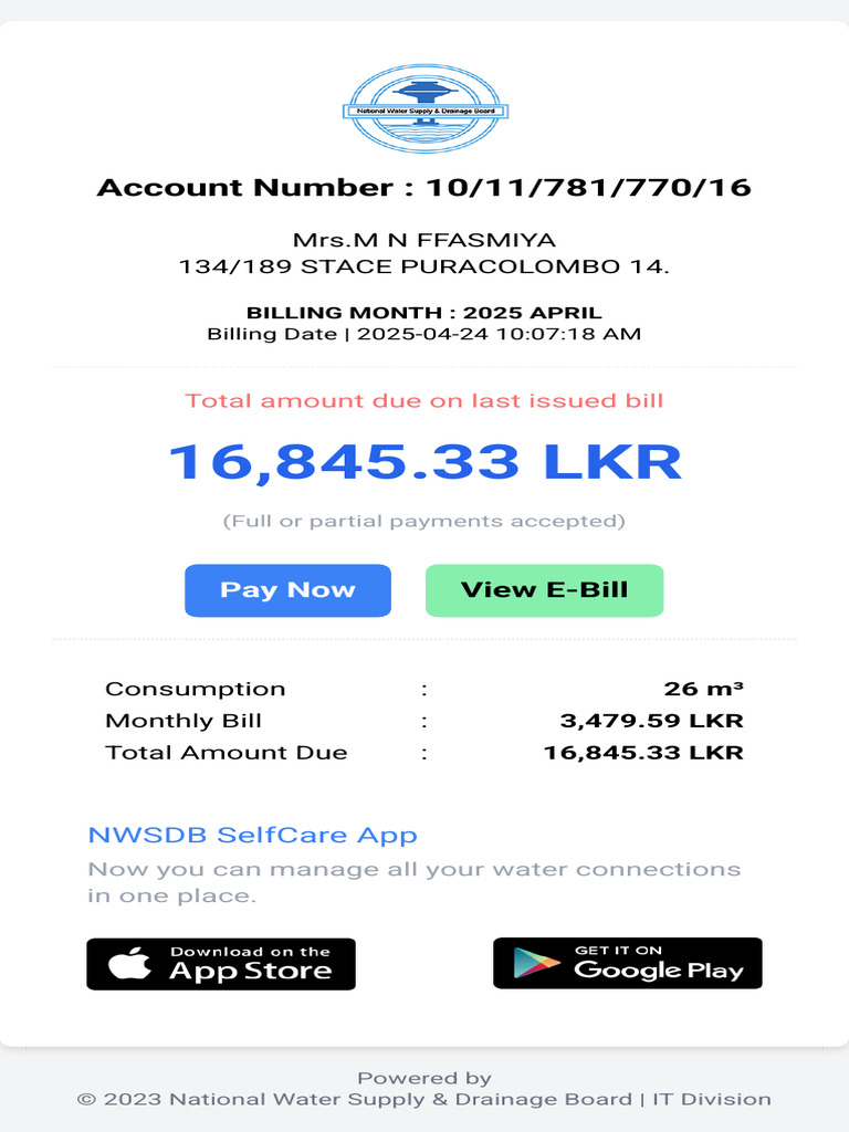 National Water Supply & Drainage Board | PDF