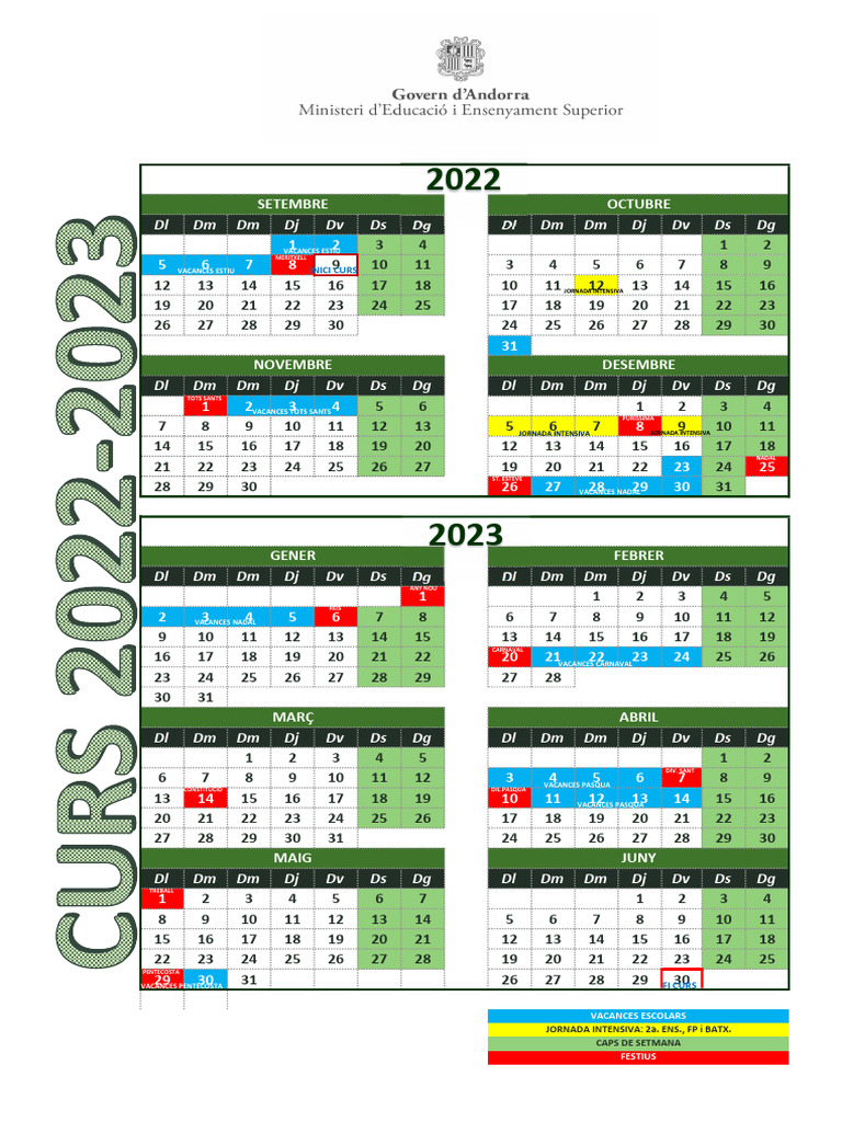 Calendari Escolar 2022 2023 | PDF