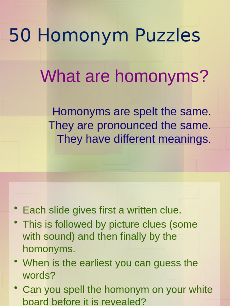 50 Homonym Puzzles | PDF