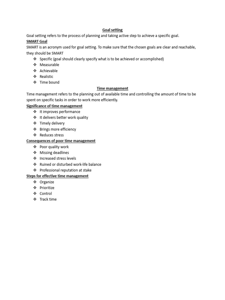 Session 4 and 5 Goal Setting and Time Management | PDF