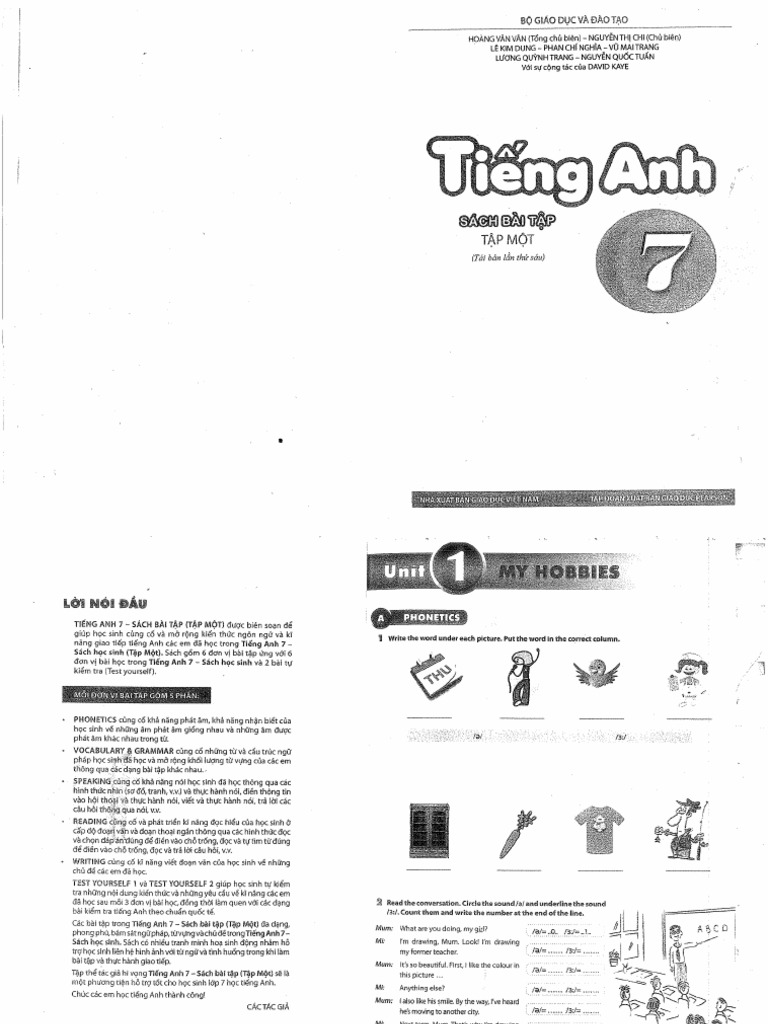 Sach BT TA 7 - Tap 1 | PDF