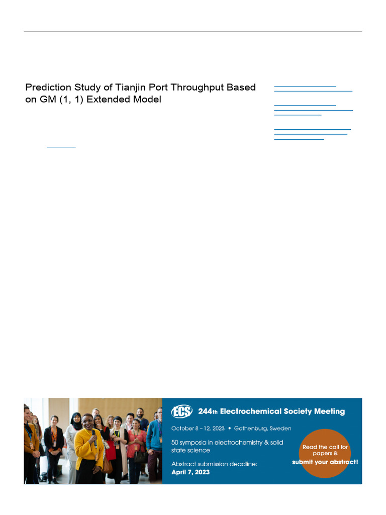 Prediction Study of Tianjin Port Throughput Based | PDF | Port | Information