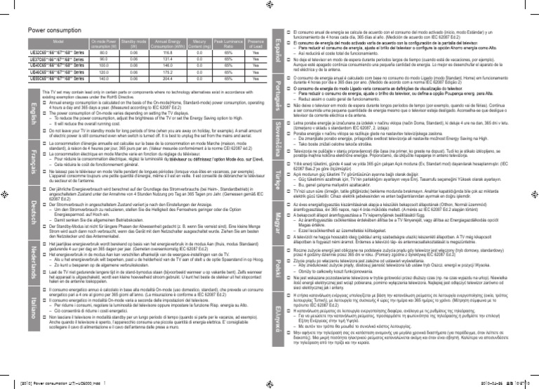 65.66.67.6800series Power Consumption LED TV | PDF