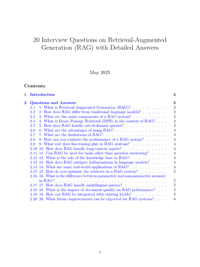 Interview Questions On RAG | PDF | Information Retrieval | Artificial Intelligence