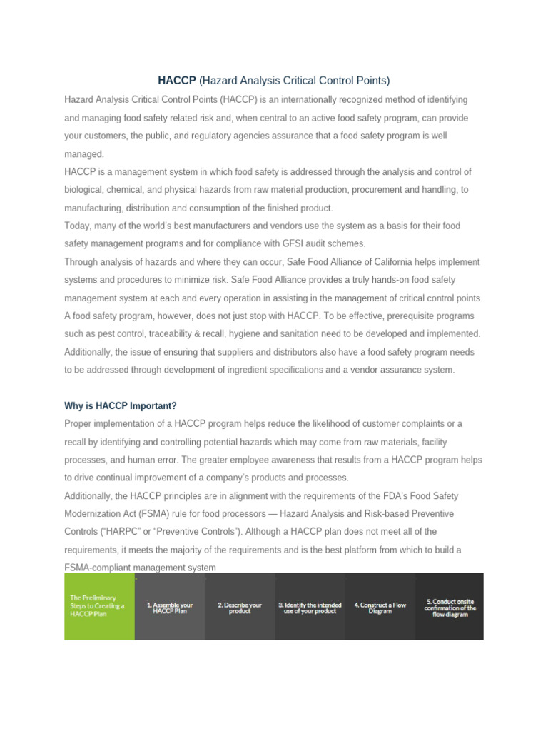HACCP: Essential Food Safety Management | PDF