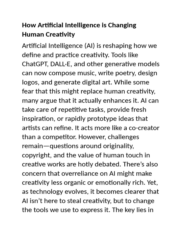 How Artificial Intelligence Is Changing Human Creativity | PDF