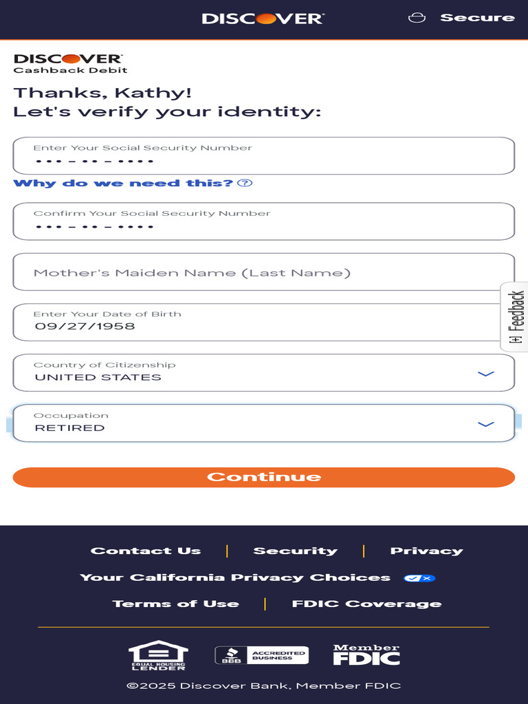 Bank Account Application Discover Bank | PDF