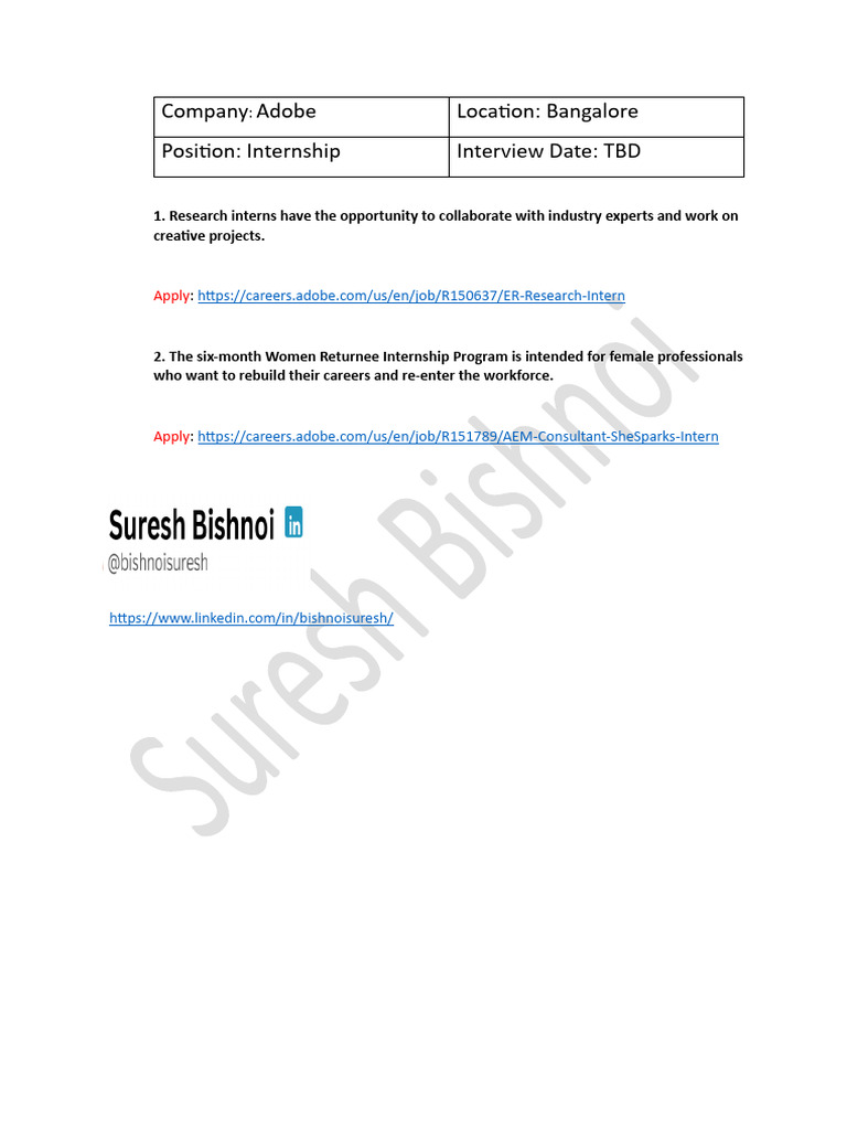 Adobe Hiring Freshers | PDF