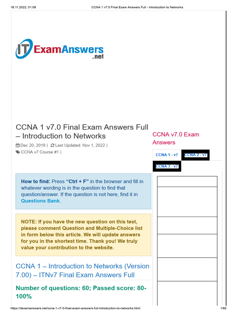 CCNA Question | PDF | Computer Network | Internet Protocol Suite