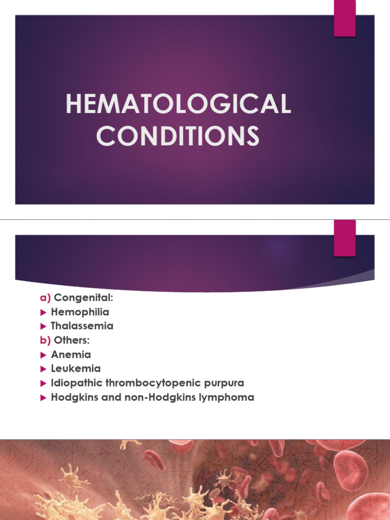 Overview of Hematological Conditions | PDF | Anemia | Haemophilia