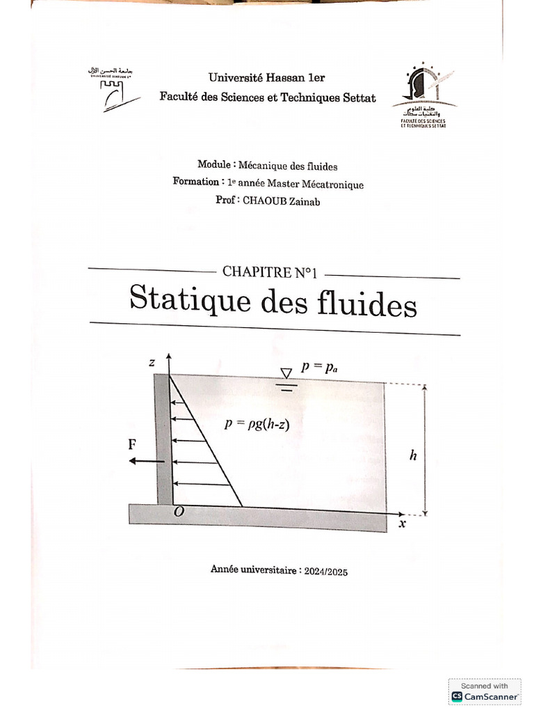 Chapitre 1 Statique Des Fluides | PDF