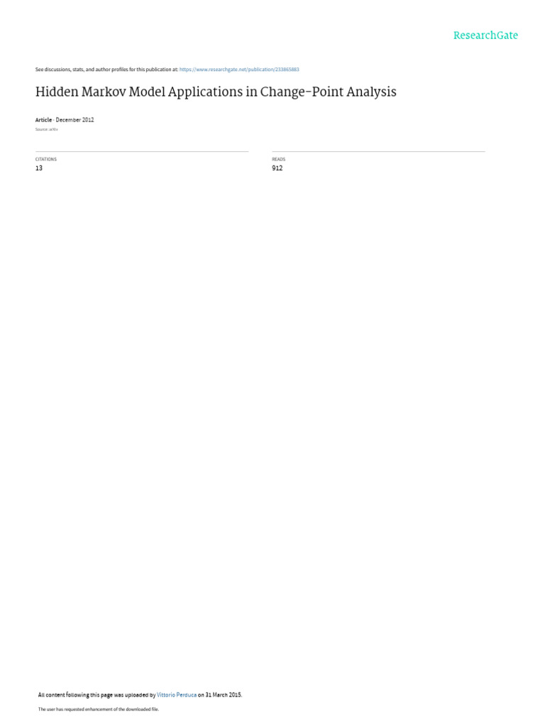 Hidden Markov Model Applications in Change-Point A | PDF | Statistical Inference | Statistical ...