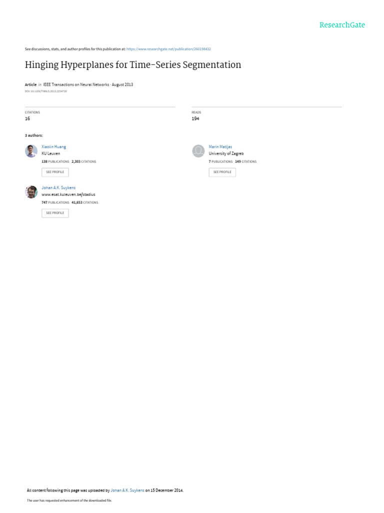 Hinging Hyperplanes For Time-Series Segmentation | PDF | Time Series | Image Segmentation
