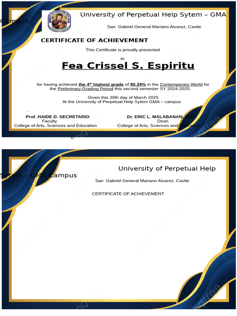 Academics Certificates | PDF