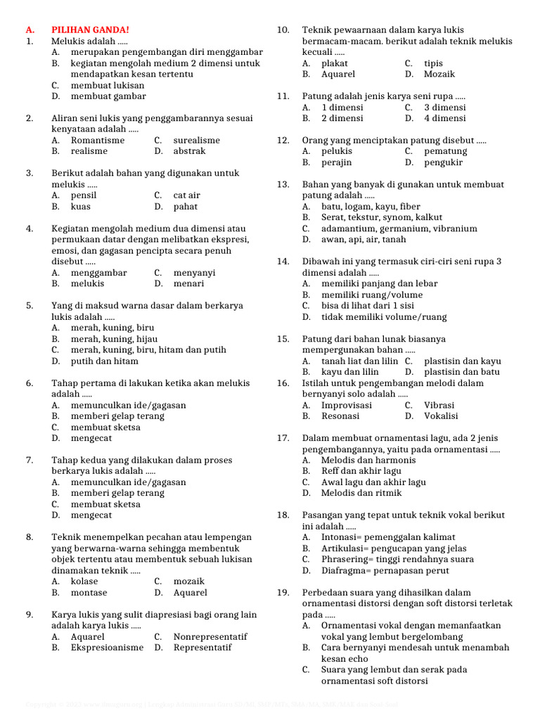 Soal SAS SBK Kelas IX | PDF