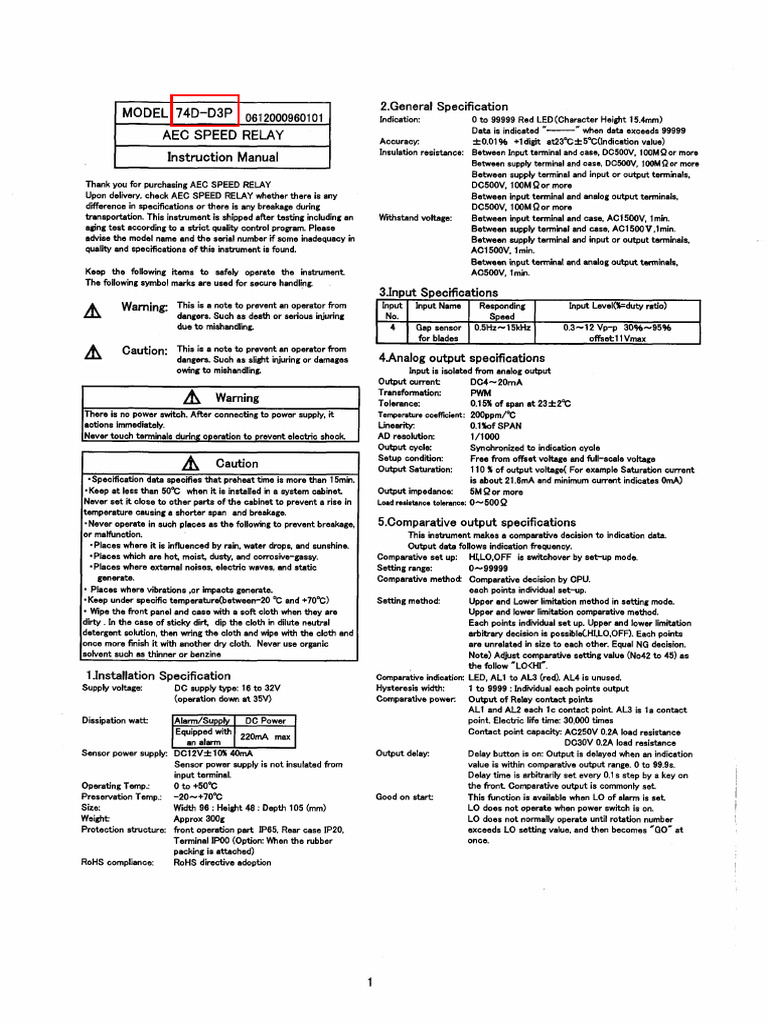74D D3P Instruction | PDF
