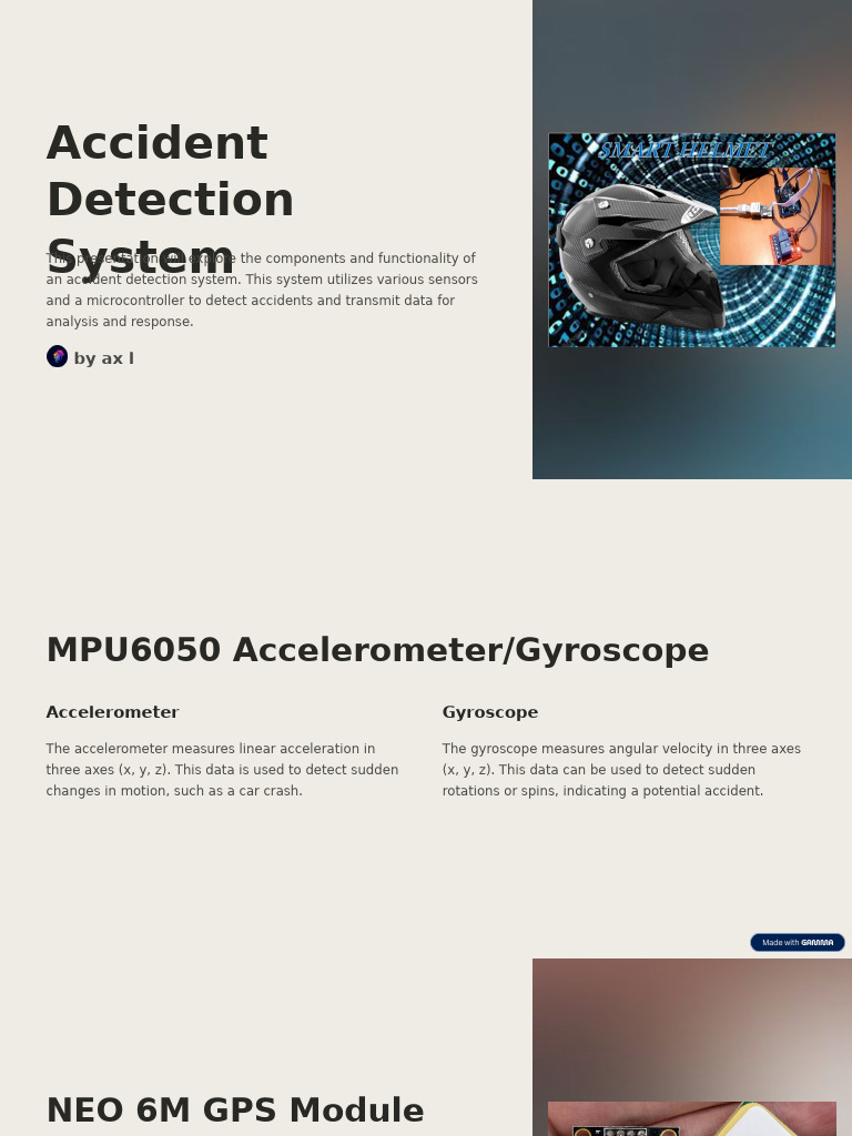 Accident Detection System Overview | PDF | Accelerometer | Gyroscope