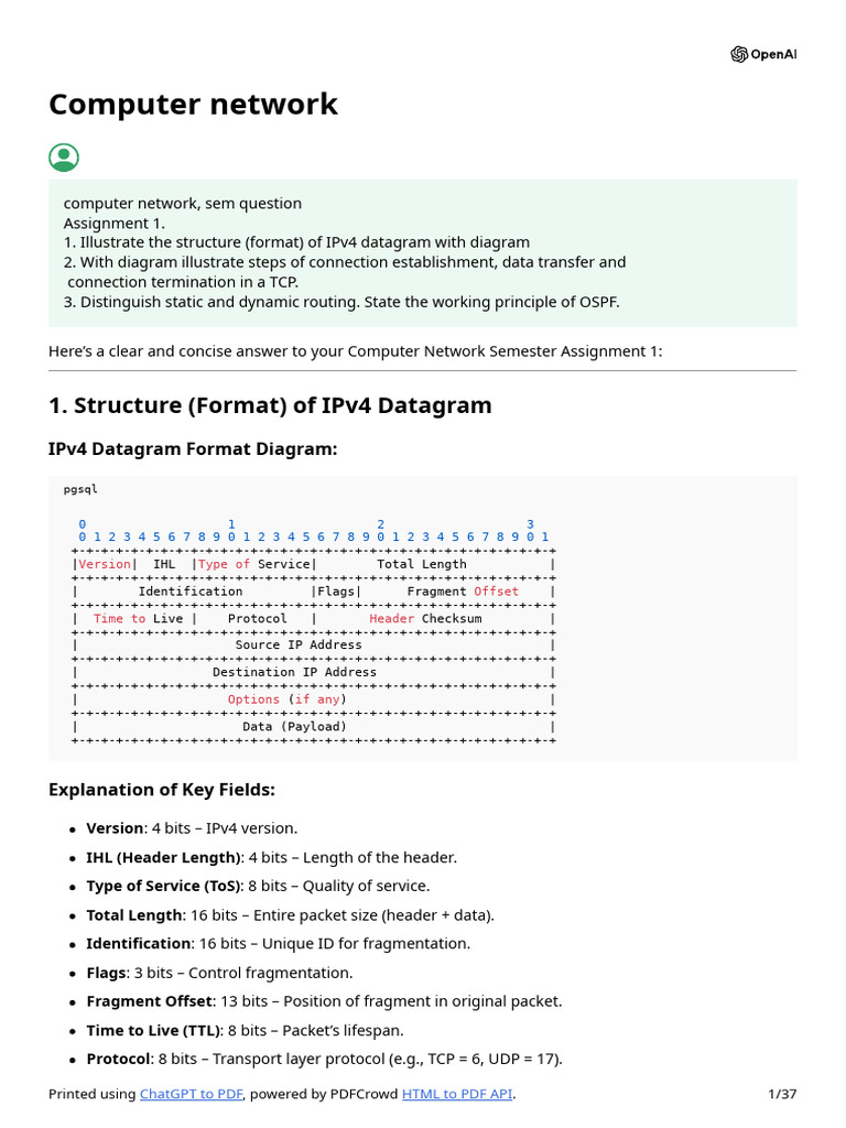 Computer Network Assignment Overview | PDF | Transmission Control ...