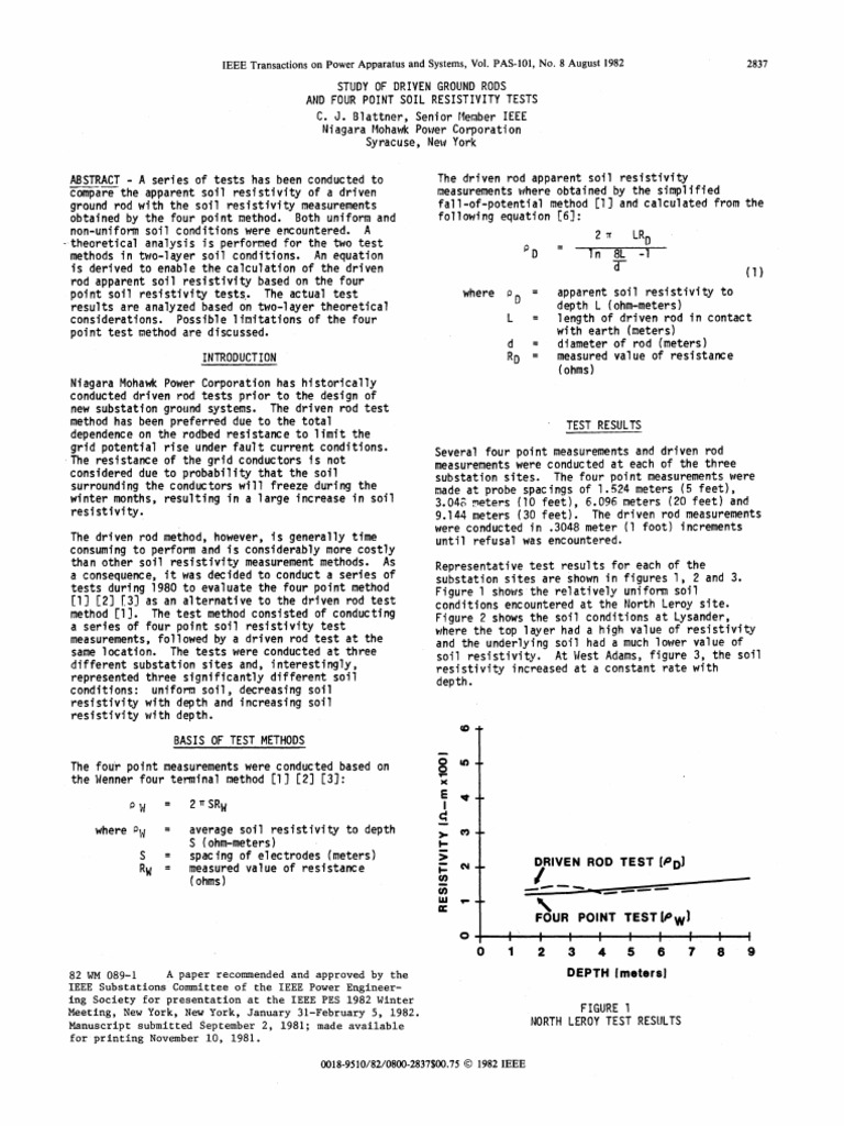 Study of Driven Ground Rods and Four Point Soil Resistivity Tests | PDF ...
