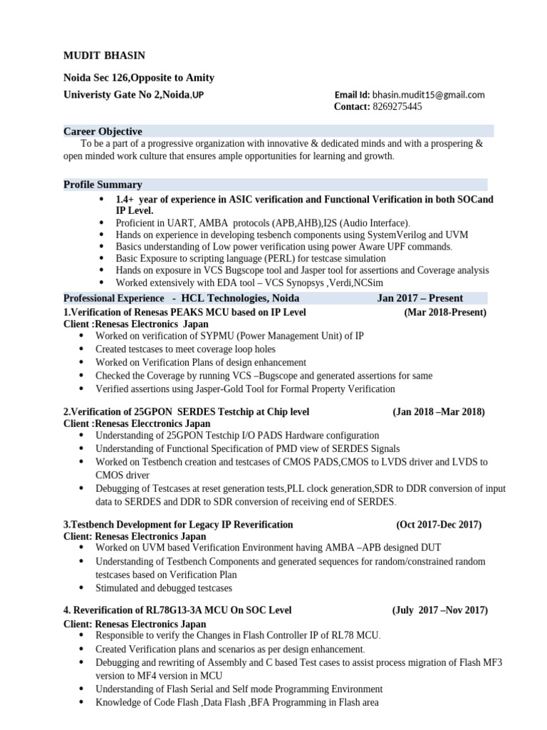 MUDIT Verification 1+ Resume | PDF | Microcontroller | Flash Memory