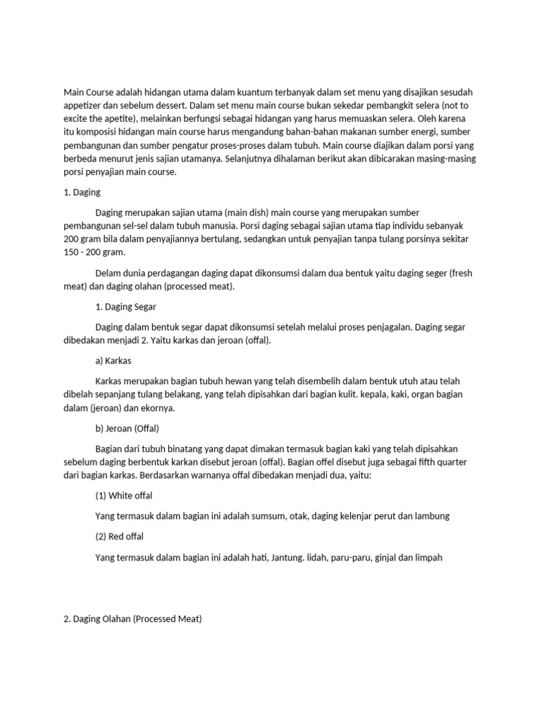 Main Course Adalah Hidangan Utama Dalam Kuantum Terbanyak Dalam Set ...