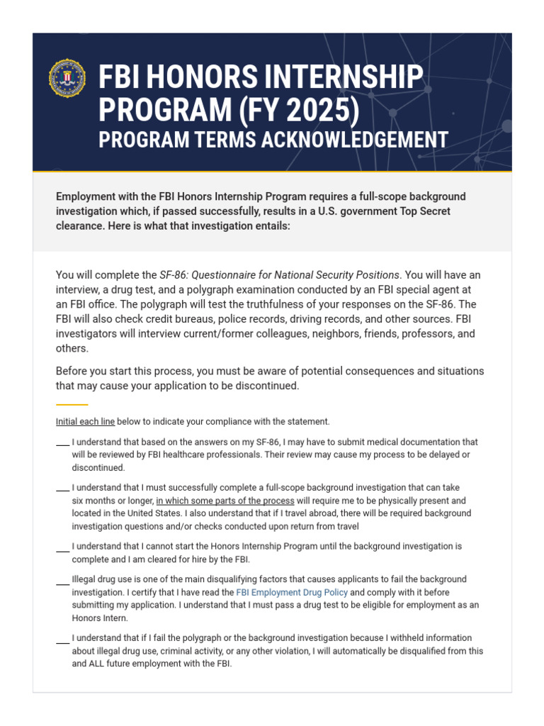 Program Term Acknowledgment Form | PDF | Background Check | Federal ...