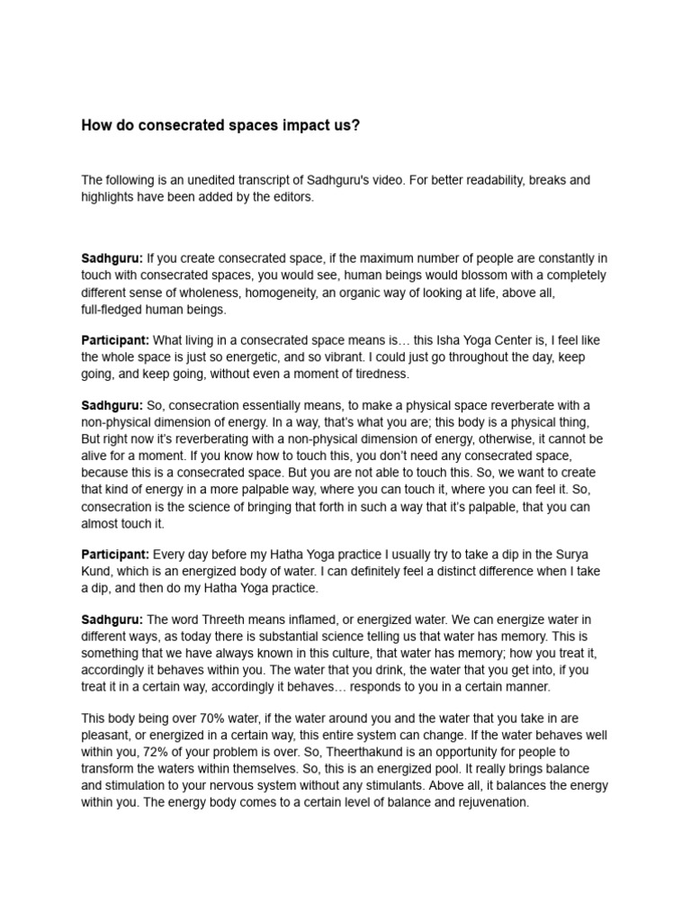 Impact of Consecrated Spaces on Well-being | PDF | Asana | Guru