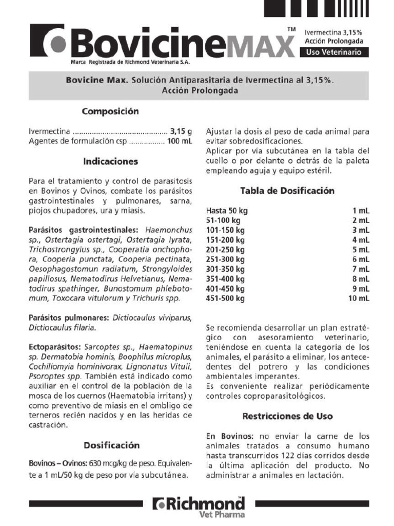 Prospecto Bovicine Max Compressed | PDF
